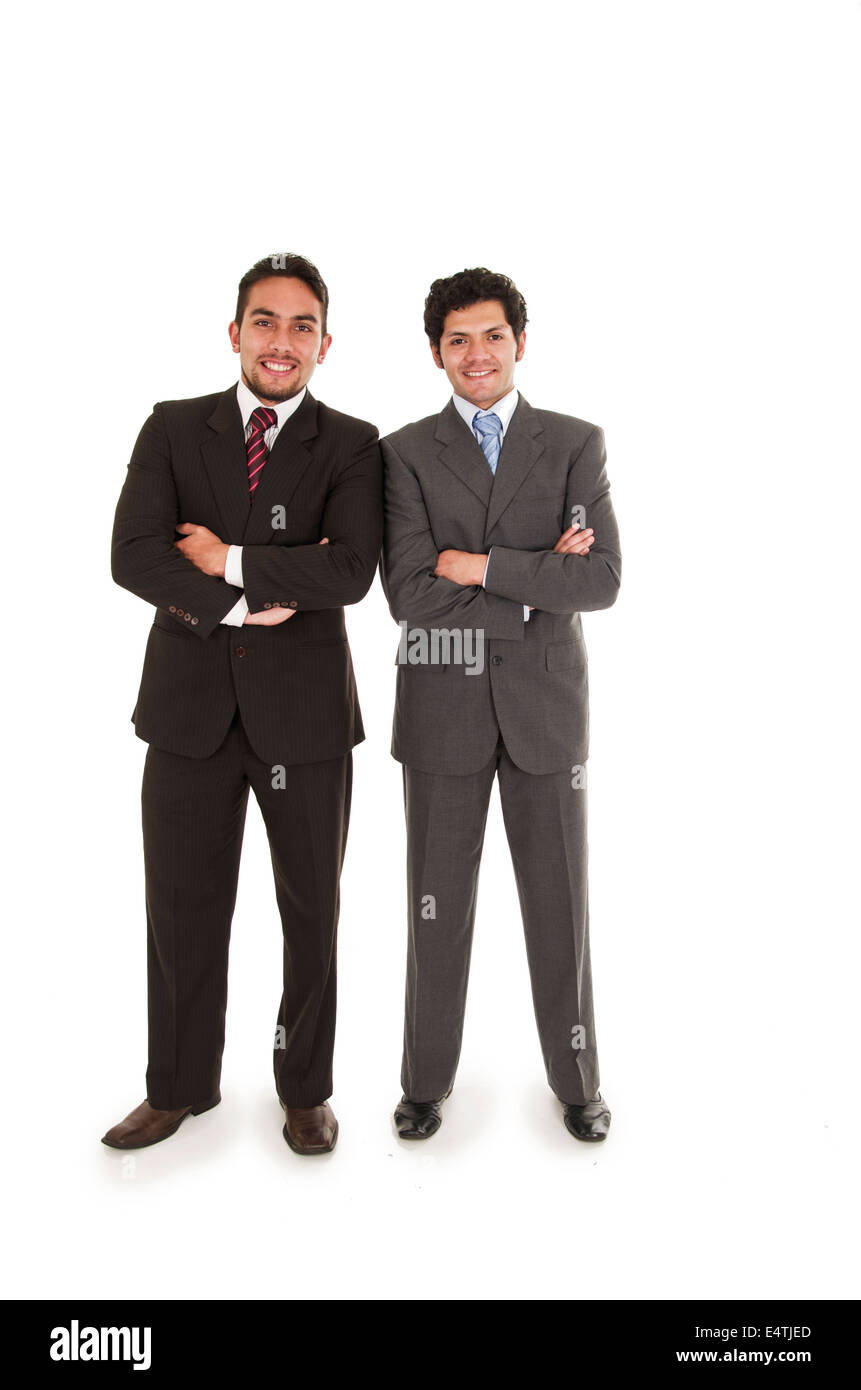 two elegant men in suits posing Stock Photo - Alamy