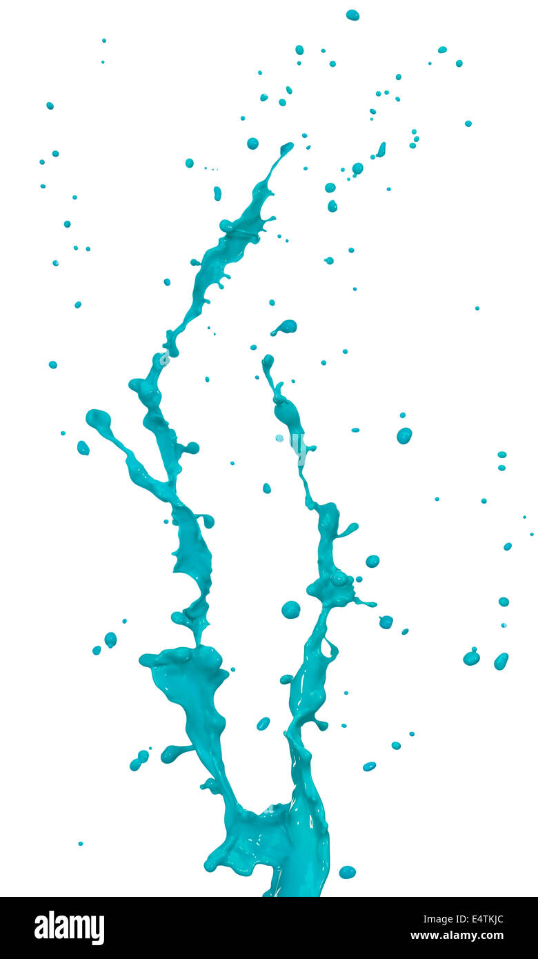 cyan paint splash isolated on white background Stock Photo - Alamy