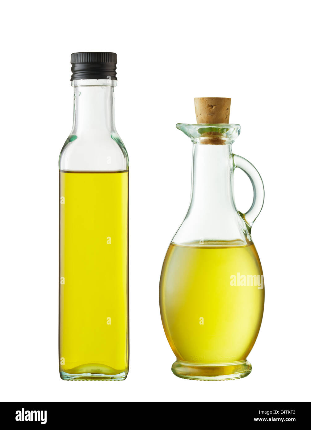 two bottles of oil isolated on white Stock Photo - Alamy