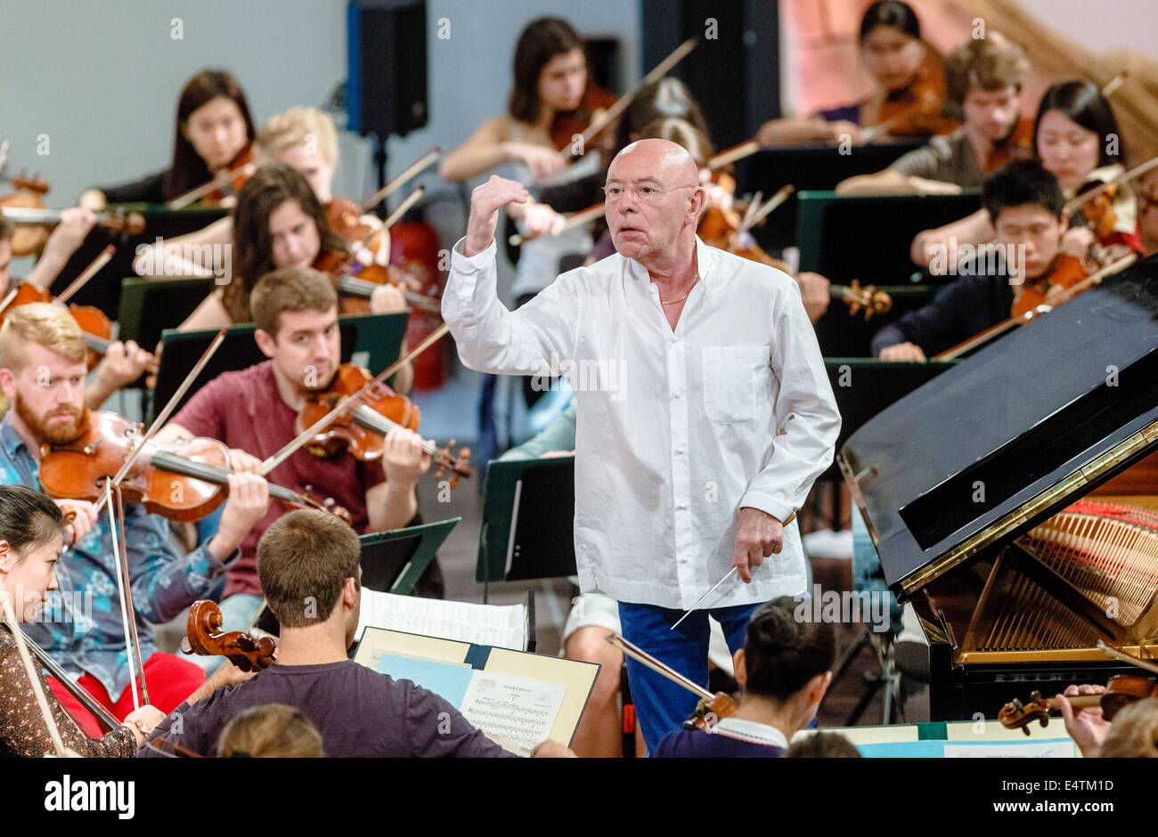 Conductor Christoph Eschenbach rehearses with musicians from the ...