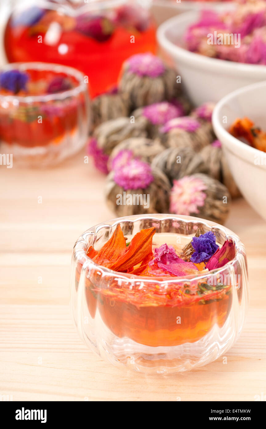Herbal natural floral tea infusion with dry flower Stock Photo - Alamy