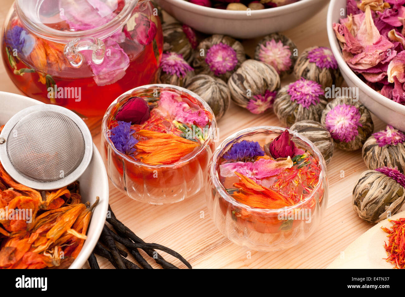 Herbal natural floral tea infusion with dry flower Stock Photo - Alamy