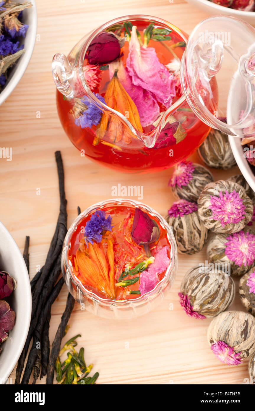 Herbal natural floral tea infusion with dry flower Stock Photo - Alamy