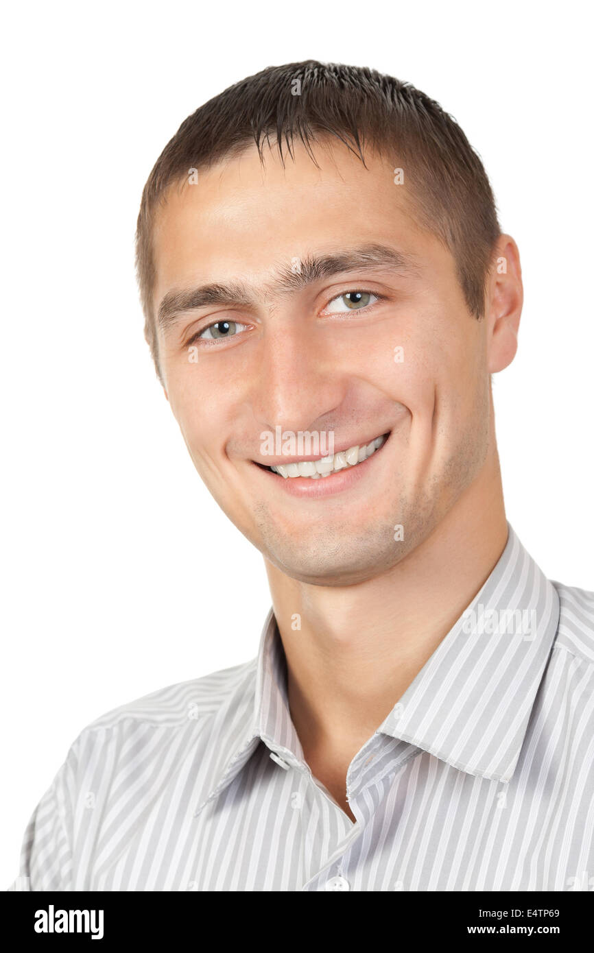 young man smiles in the striped shirt Stock Photo - Alamy