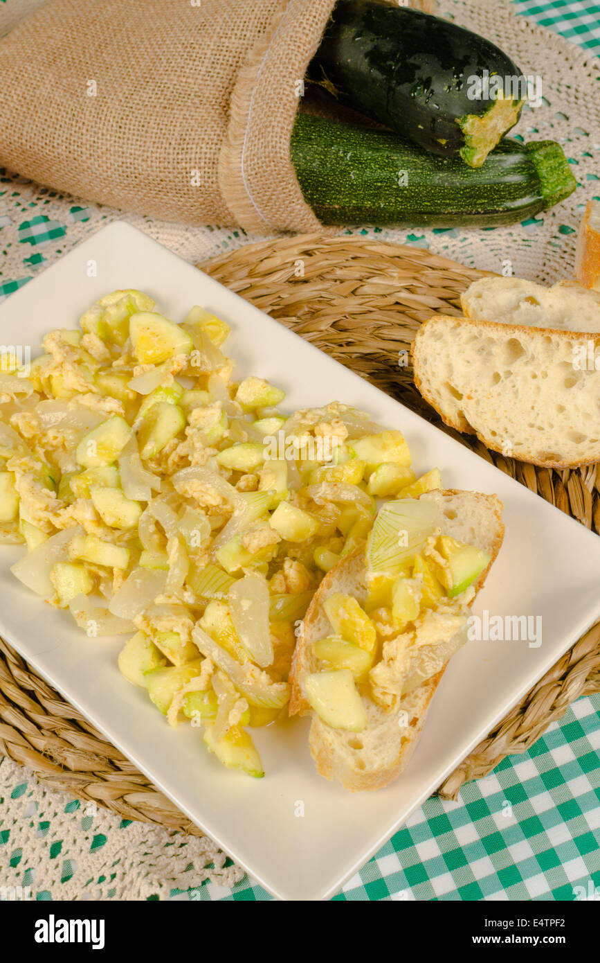 A traditional vegetable starter with zucchini, Spanish cuisine Stock ...