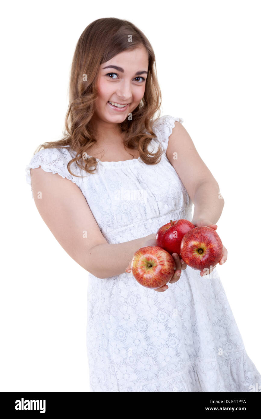 Girl with apple Stock Photo - Alamy