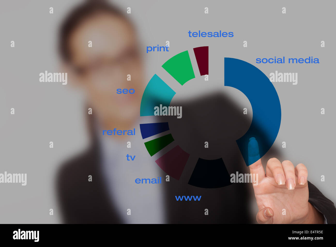 Woman with a multimedia presentation graph Stock Photo - Alamy