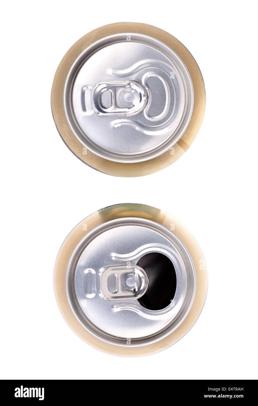 Two beer can on white background Stock Photo - Alamy