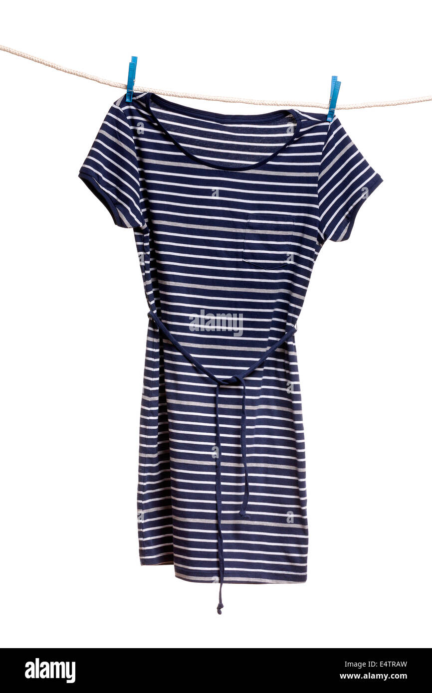 Cloth hanging on clothesline Cut Out Stock Images & Pictures - Alamy