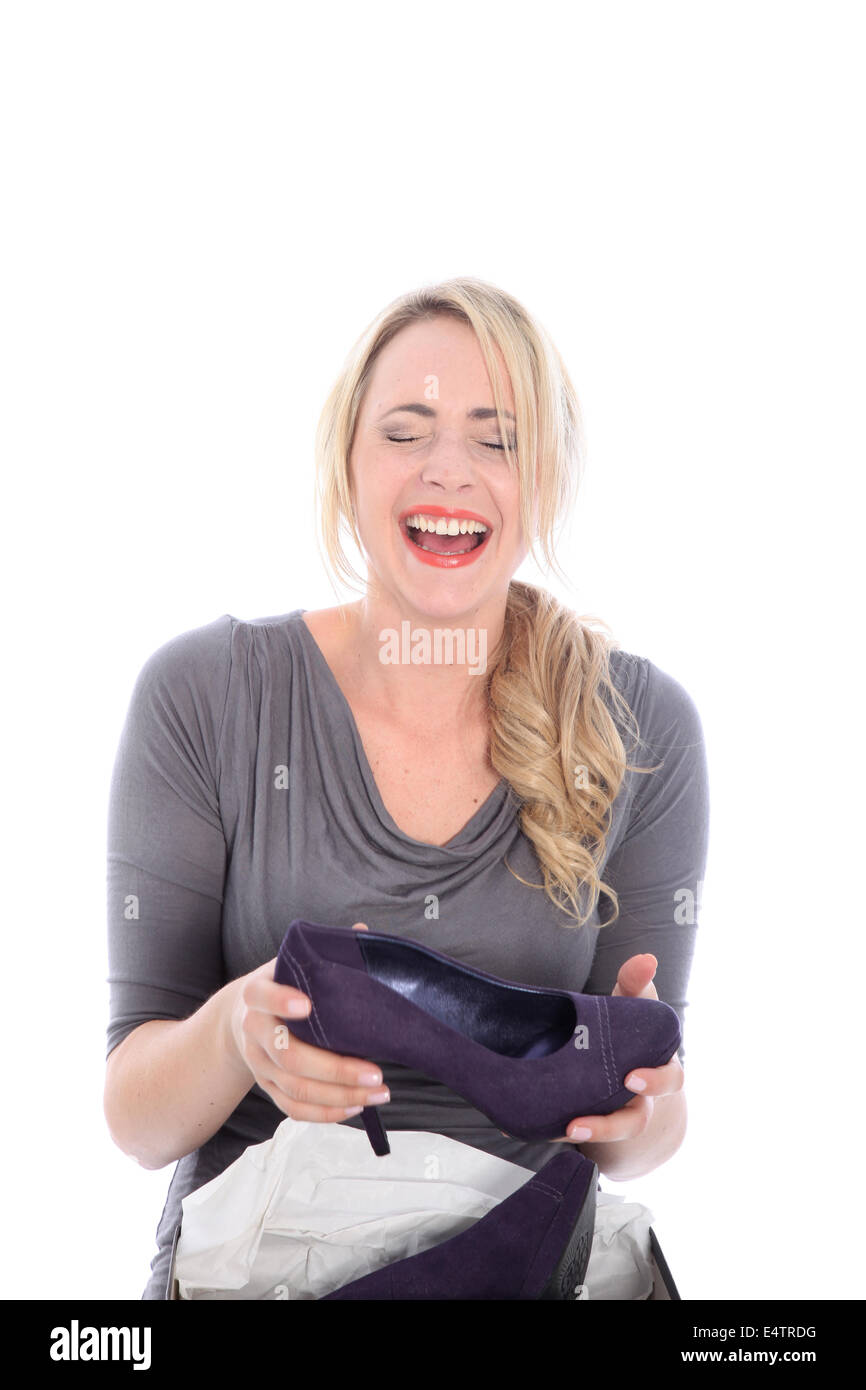 Shopping woman excited isolated hi-res stock photography and images - Alamy