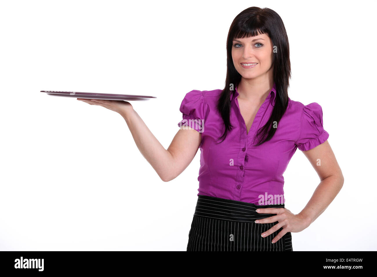 portrait of a waitress Stock Photo - Alamy