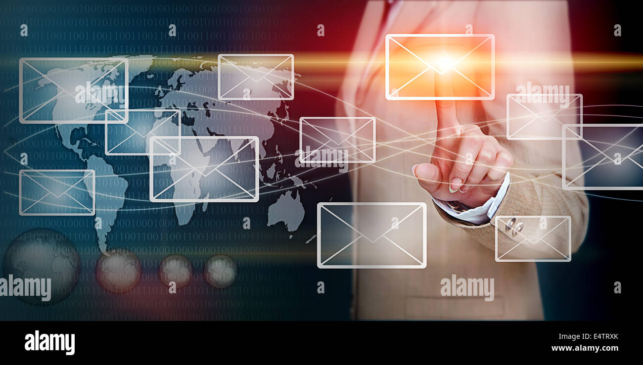 hand touching email with finger Stock Photo - Alamy