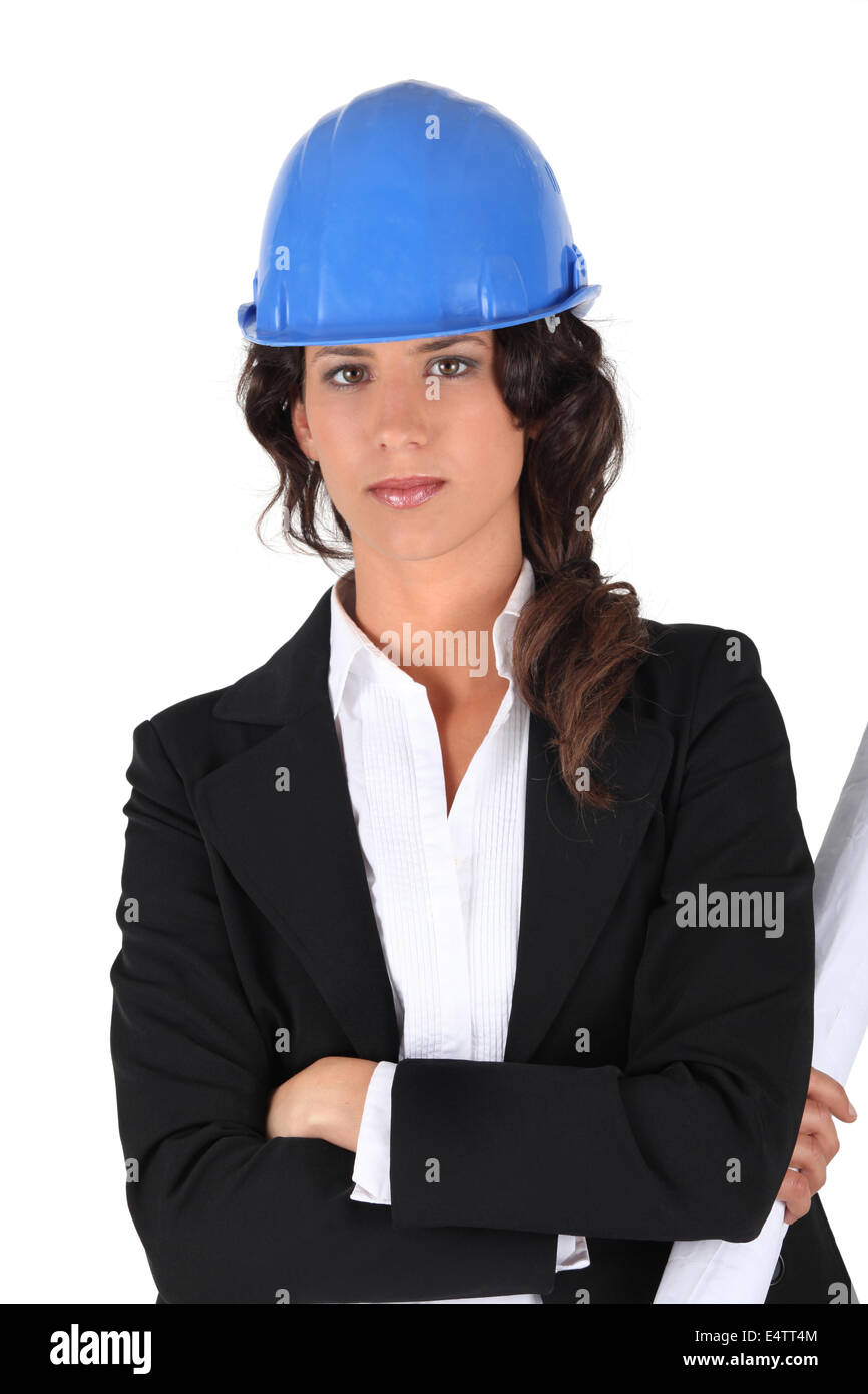 Stern female architect Stock Photo - Alamy