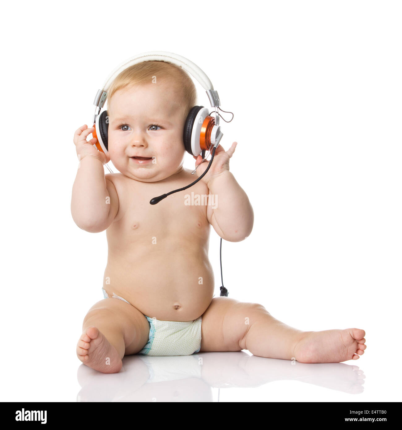 baby with headphone. young DJ Stock Photo - Alamy