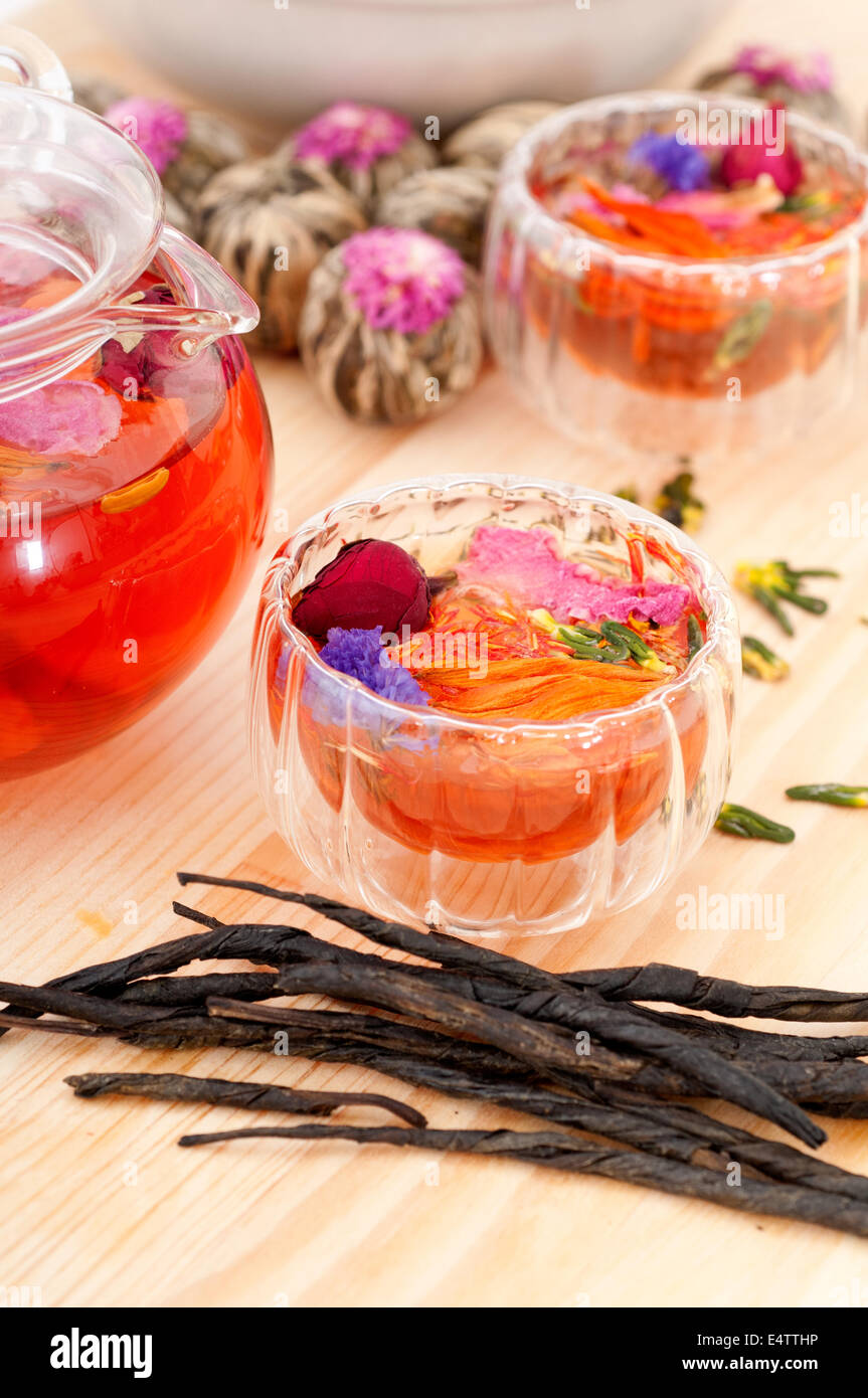 Herbal natural floral tea infusion with dry flower Stock Photo - Alamy