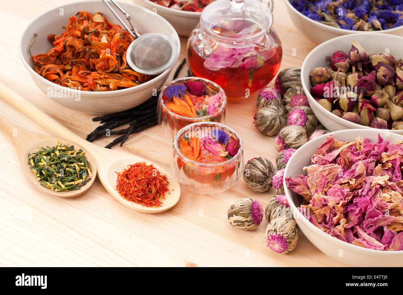 Herbal natural floral tea infusion with dry flower Stock Photo - Alamy