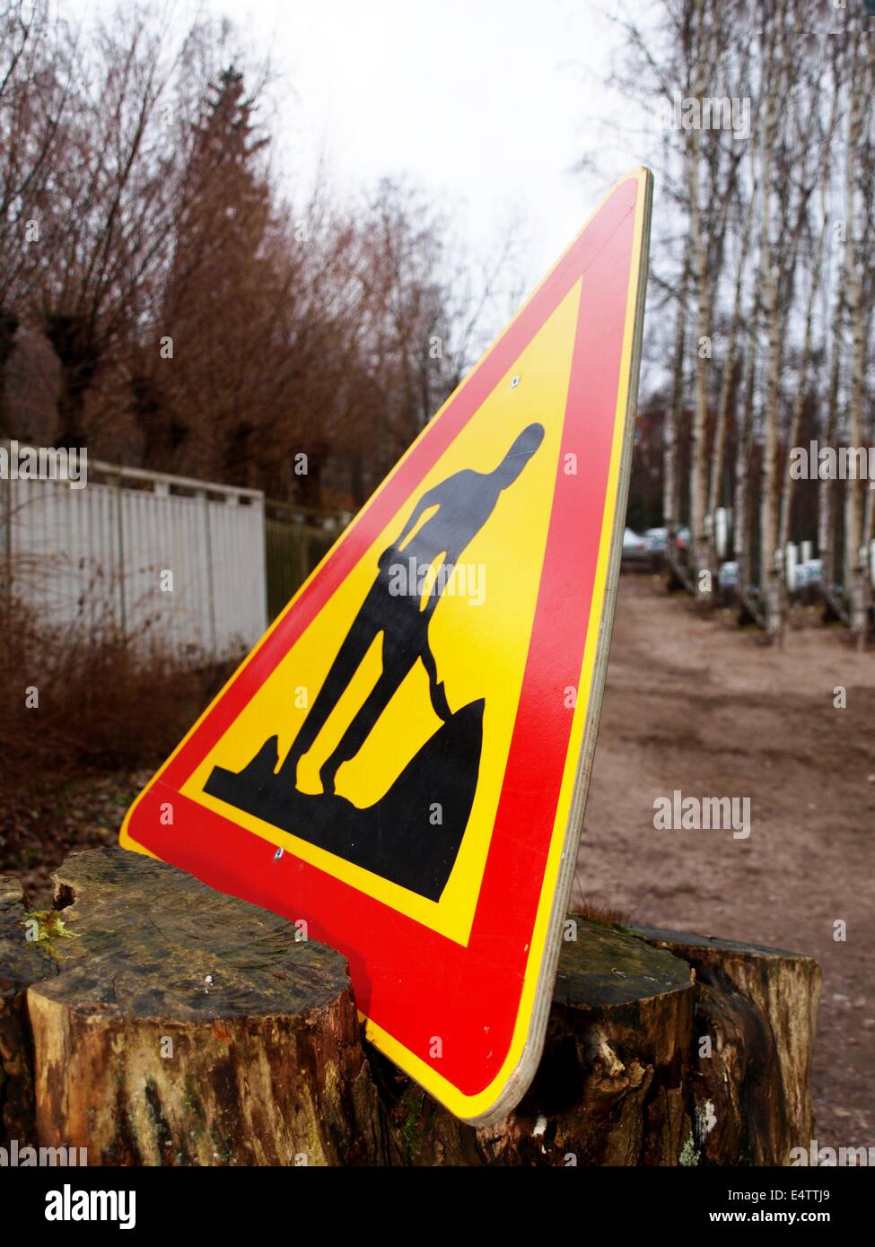 Construction work sign Stock Photo - Alamy