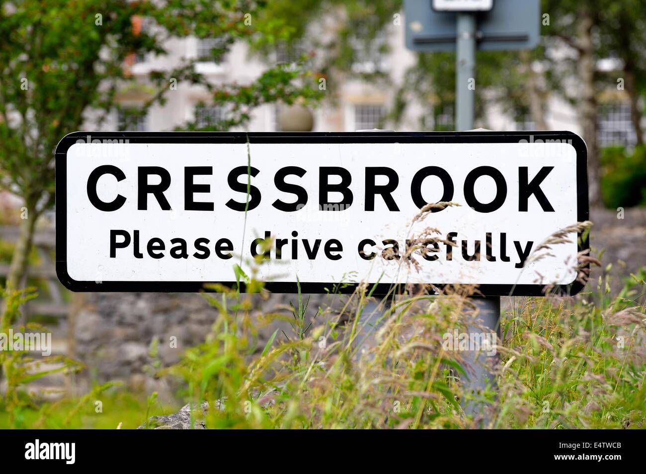 Cressbrook please drive carefully sign derbyshire england uk Stock ...