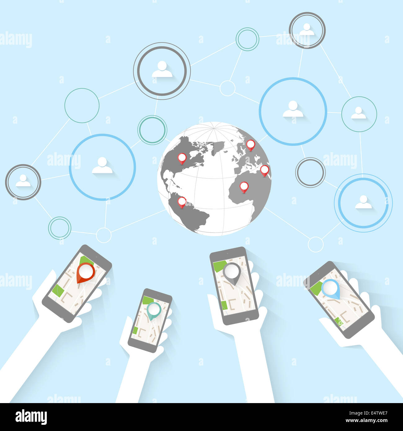 Abstract network concept with hands Stock Photo - Alamy