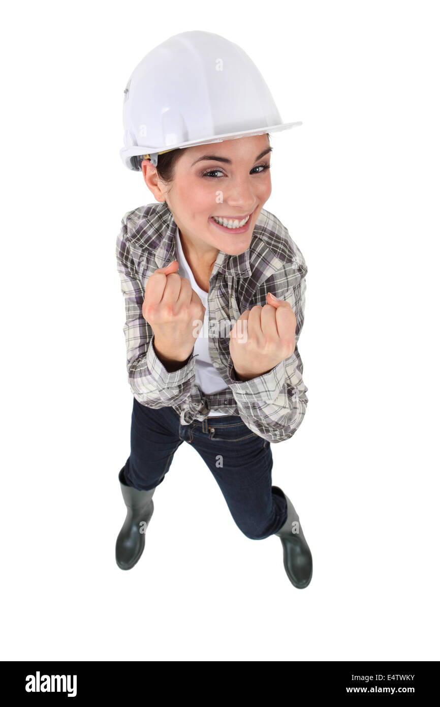 Excited enthusiastic construction worker hi-res stock photography and ...