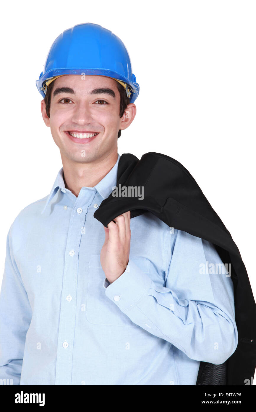 Young architect holding jacket over shoulder Stock Photo - Alamy Young architect holding jacket over shoulder Stock Photo - Alamy