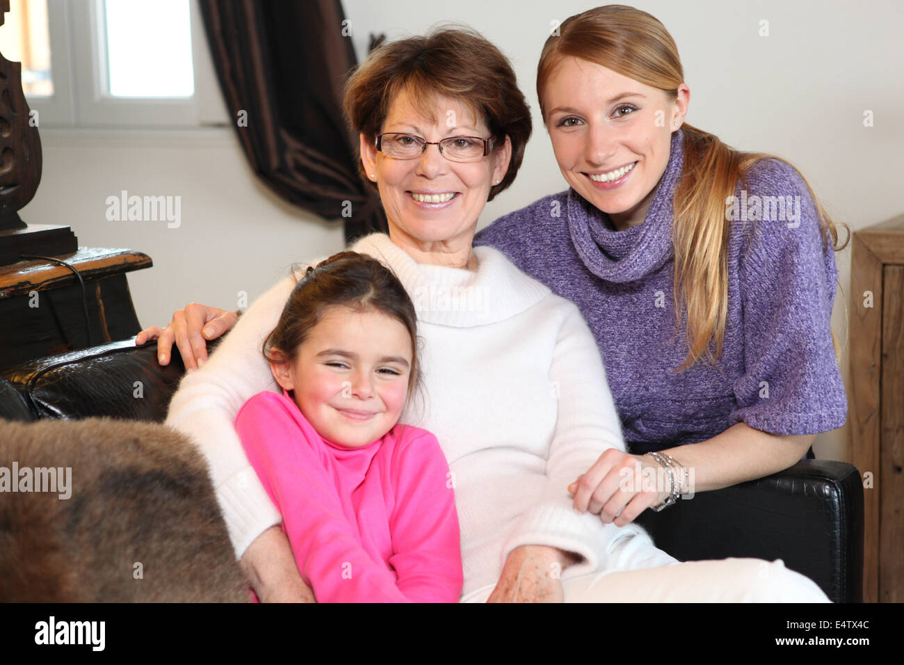 Family portrait of three generations Stock Photo - Alamy