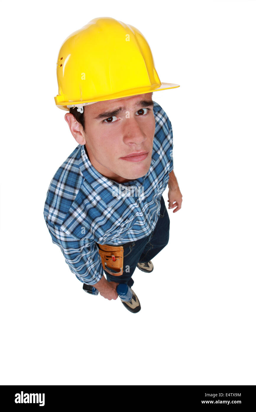 Workers looking up Stock Photo - Alamy