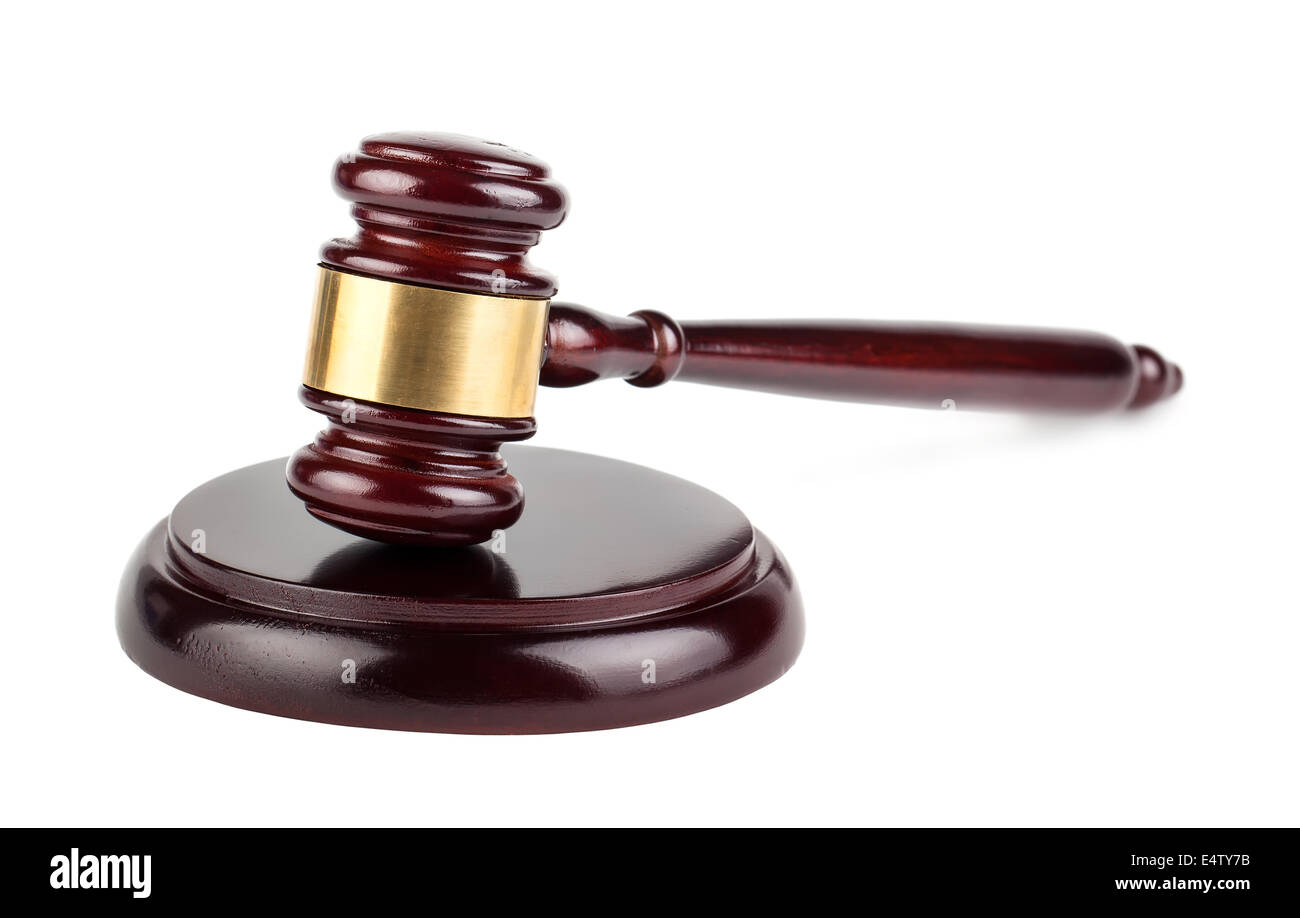 Brown auction wooden gavel Stock Photo - Alamy