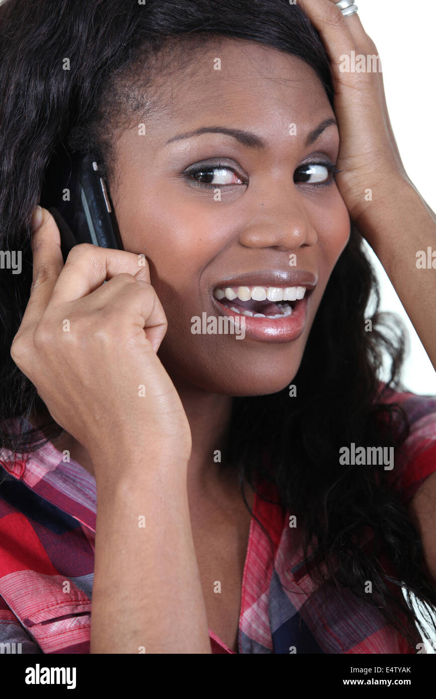 Forgetful woman on telephone hi-res stock photography and images - Alamy