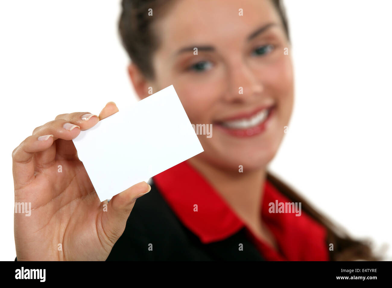 A businesswoman handing her card Stock Photo - Alamy