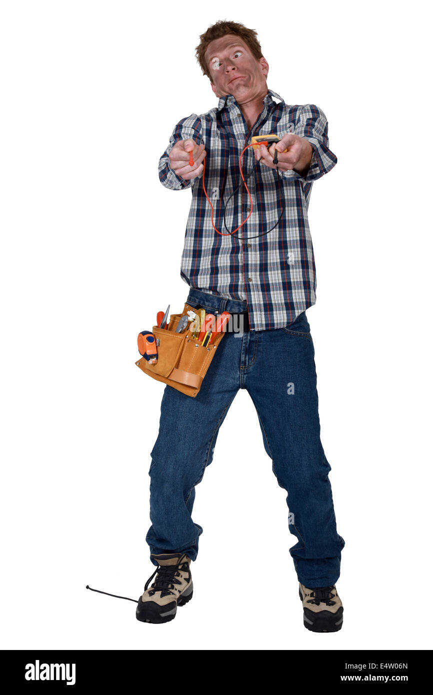Man getting an electric shock Stock Photo - Alamy