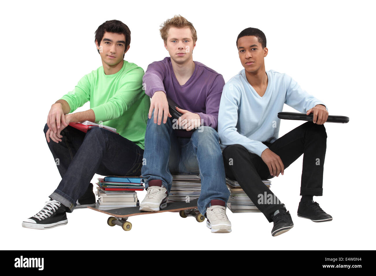 trio of male students Stock Photo - Alamy