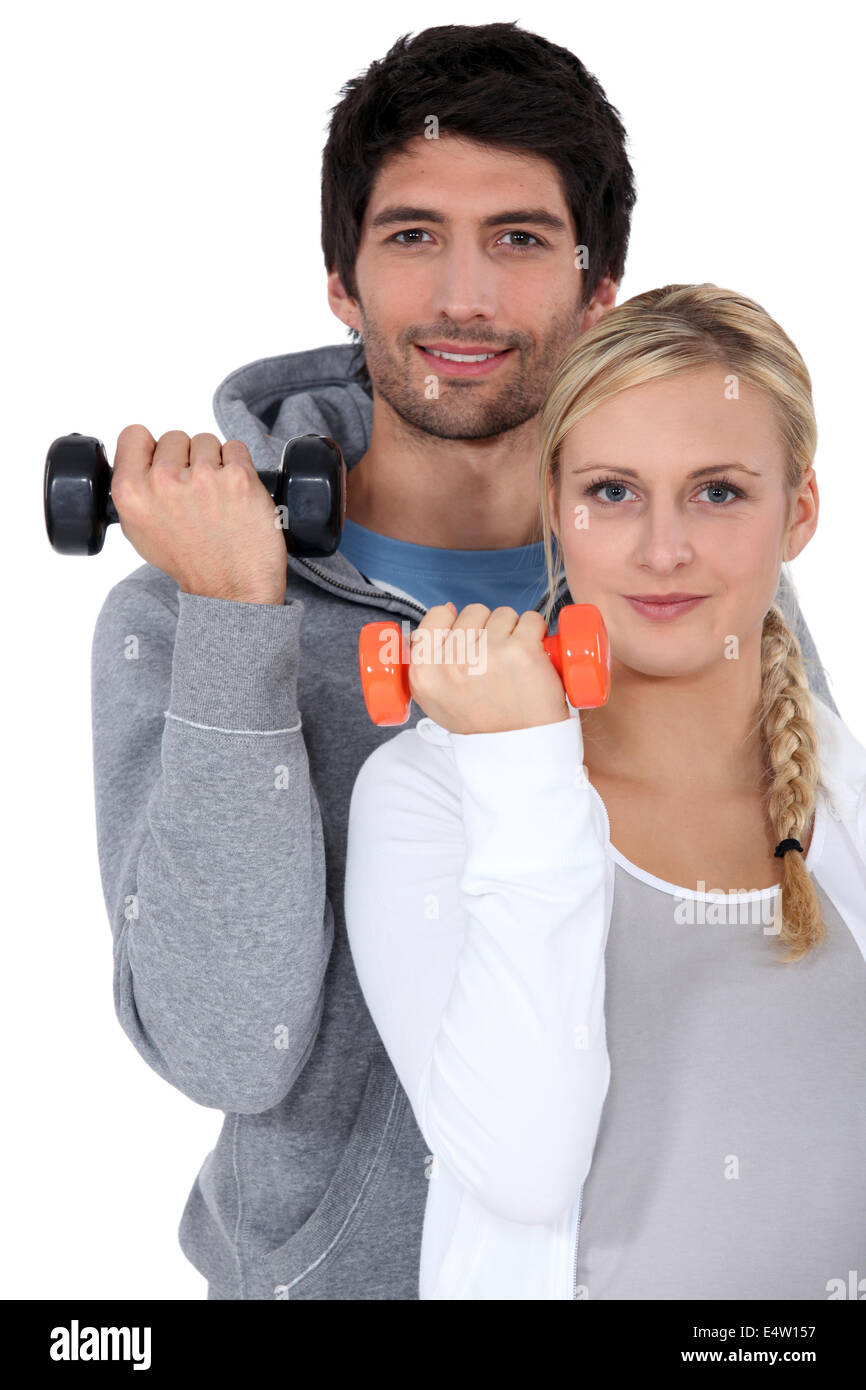 Couple working out together Stock Photo - Alamy