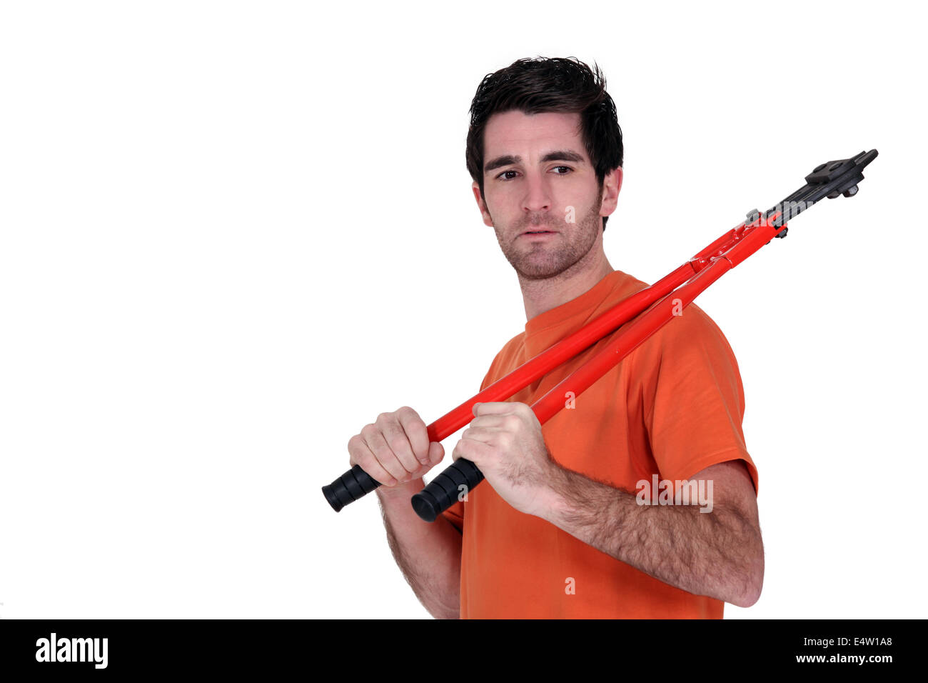 Man stood with bolt-cutter Stock Photo - Alamy