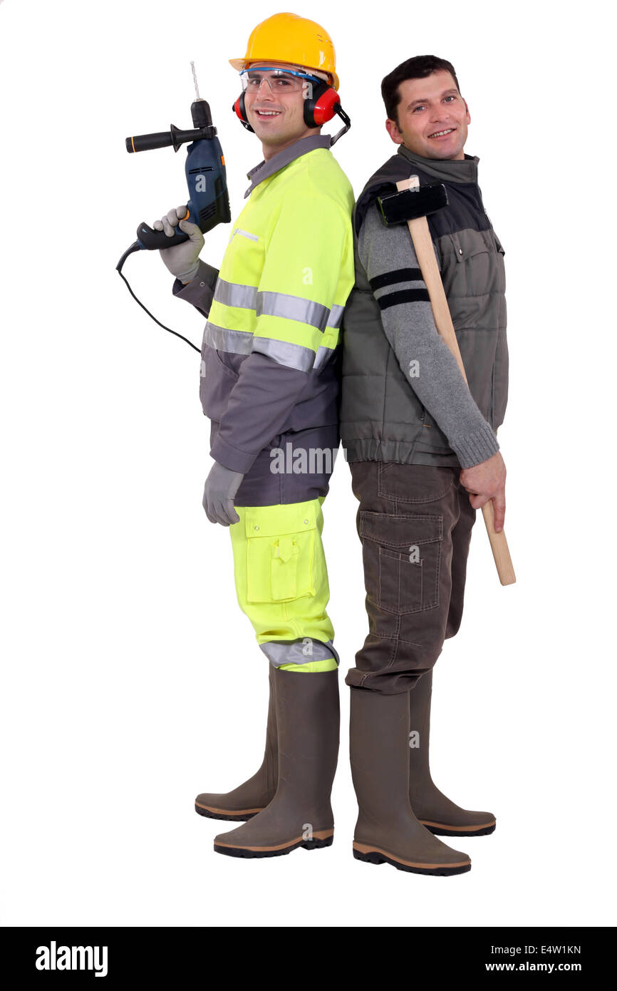 Two construction workers Stock Photo - Alamy