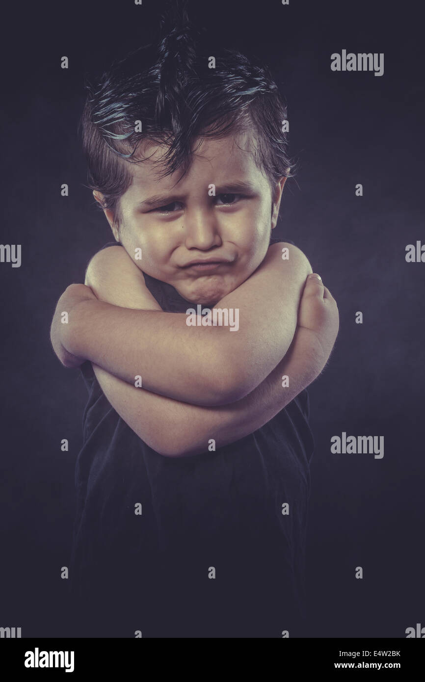 anger, boy dressed rocker with funny faces Stock Photo - Alamy
