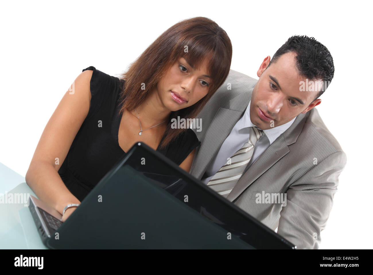 Boss training employee Stock Photo - Alamy