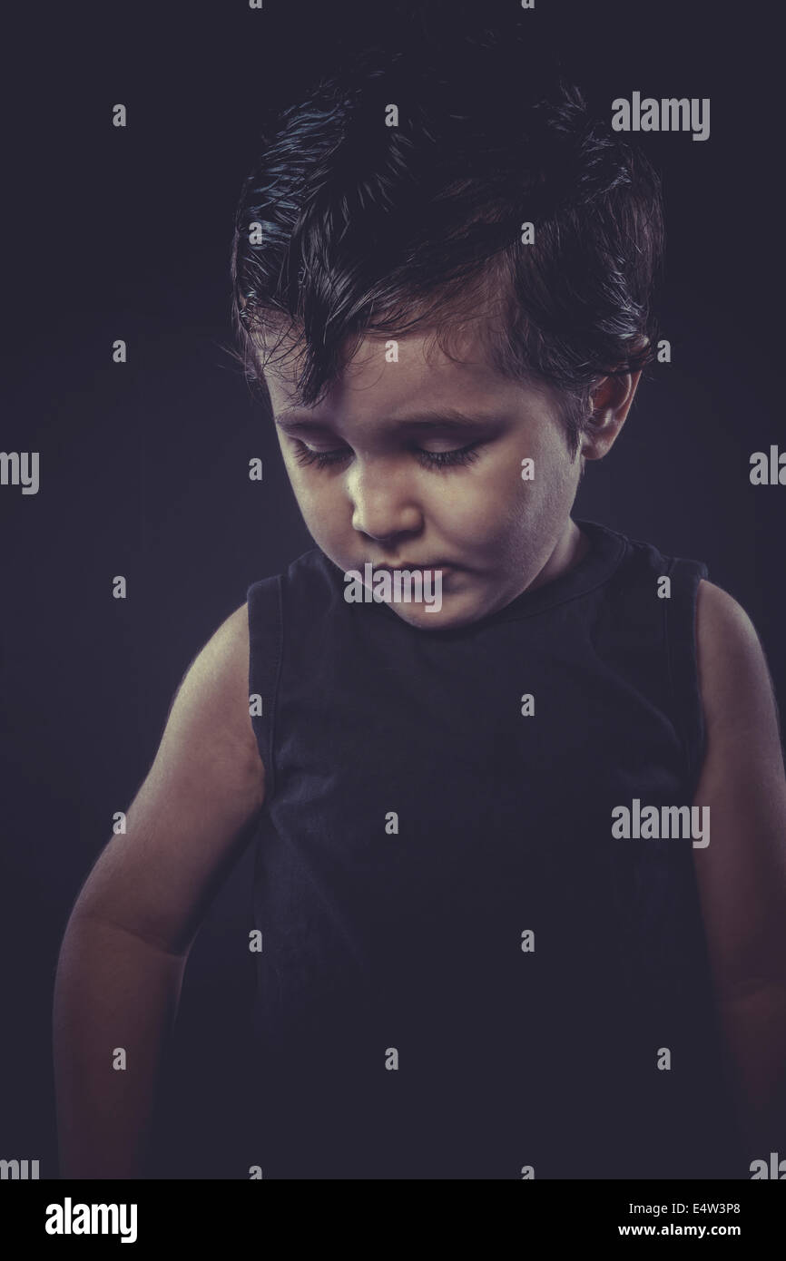 pop, Funny kid with funny faces dressed as a heavy Stock Photo - Alamy
