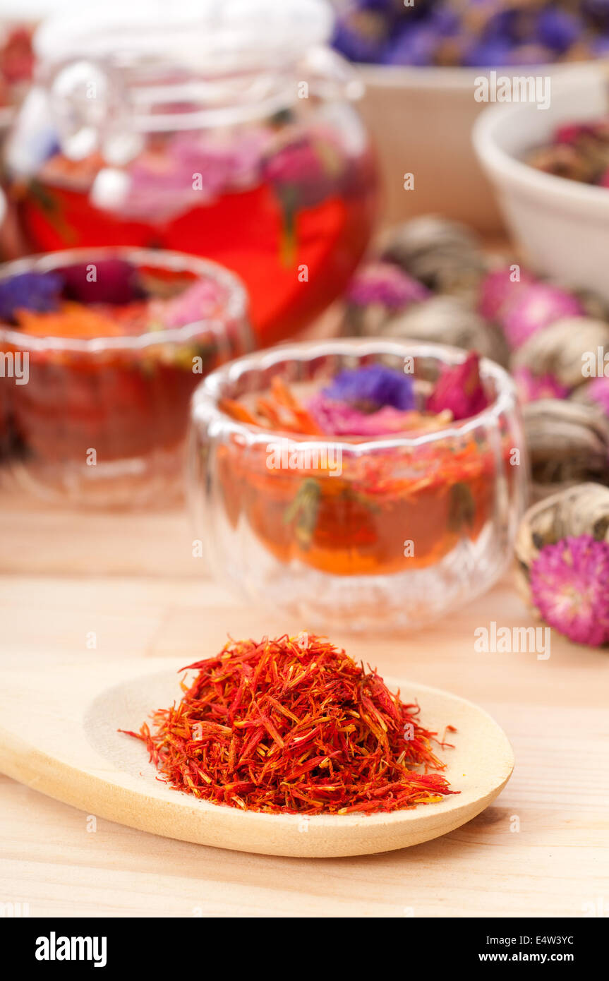 Herbal natural floral tea infusion with dry flower Stock Photo - Alamy