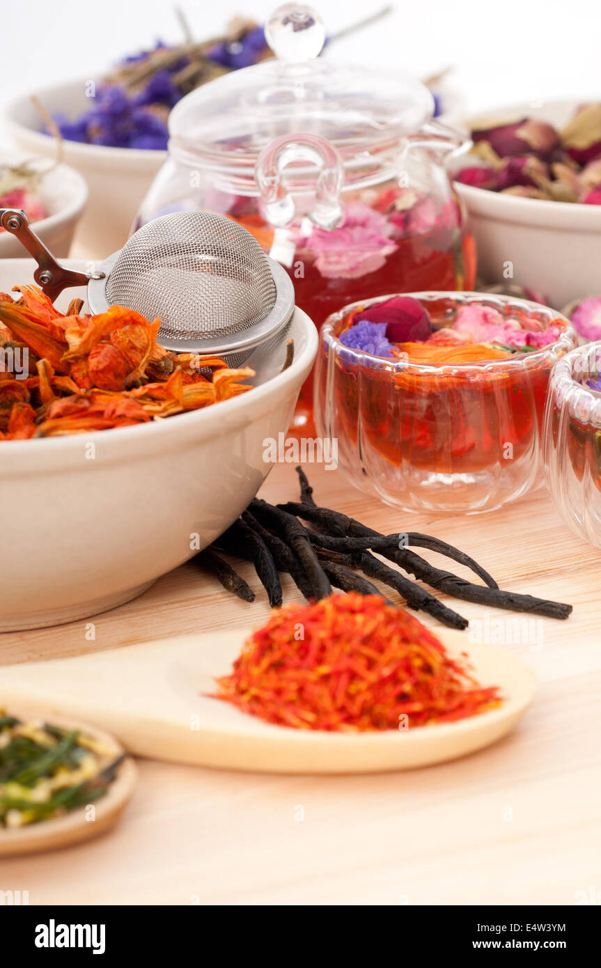 Herbal natural floral tea infusion with dry flower Stock Photo - Alamy