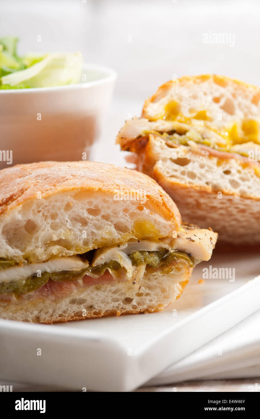 Italian ciabatta panini sandwich chicken Stock Photo - Alamy