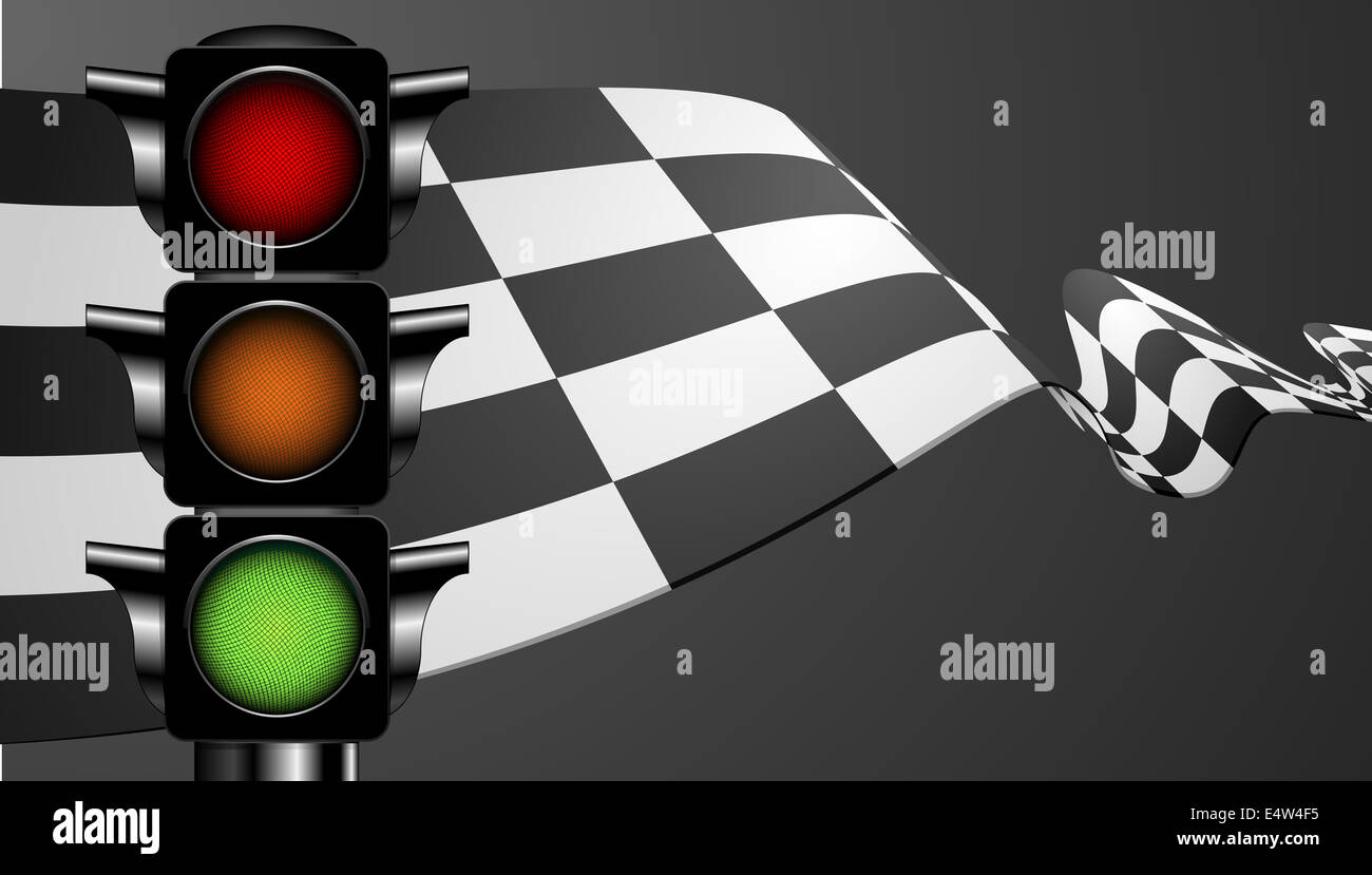 racing flag with green light Stock Photo - Alamy