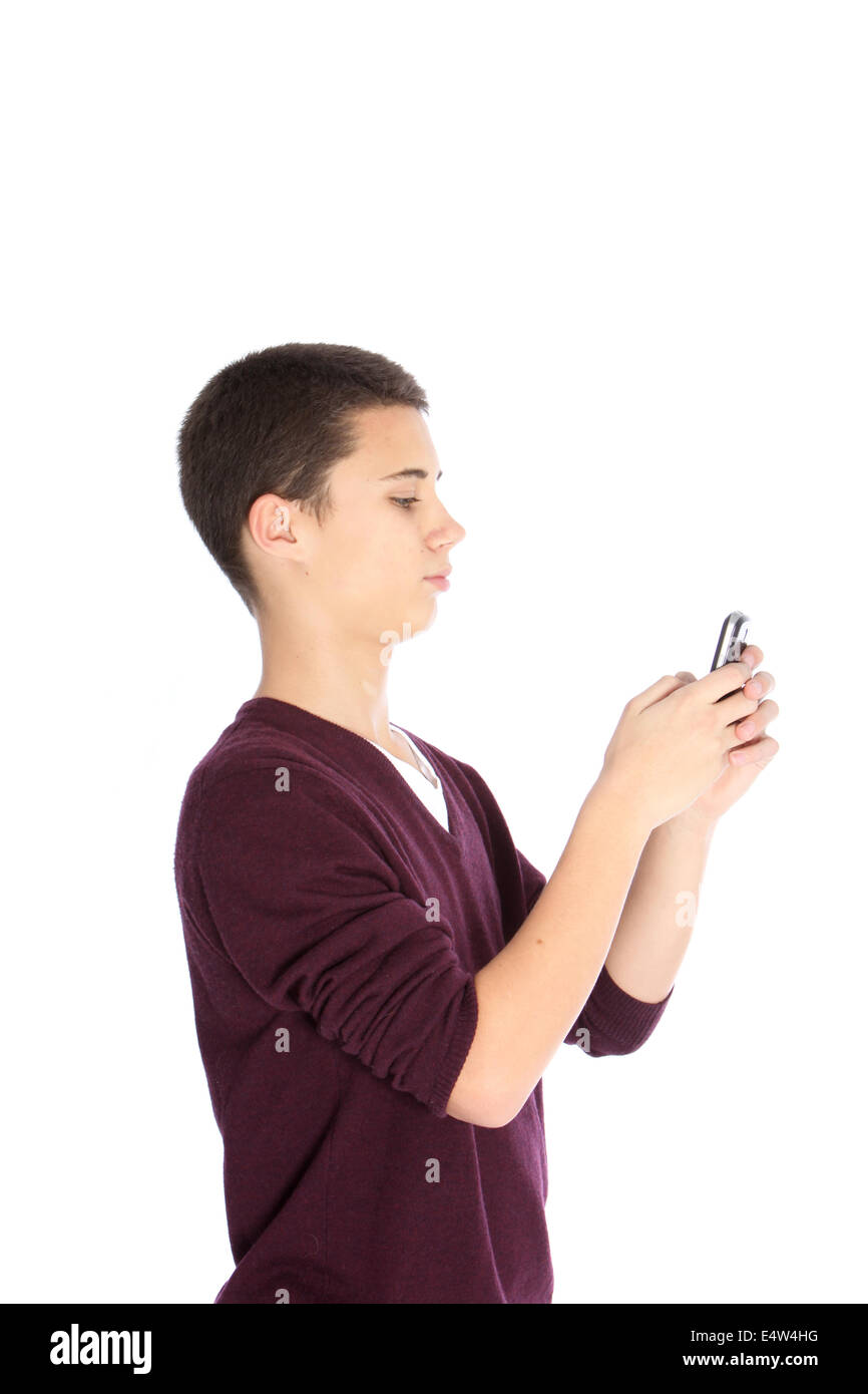 Teenage boy texting on his mobile Stock Photo - Alamy