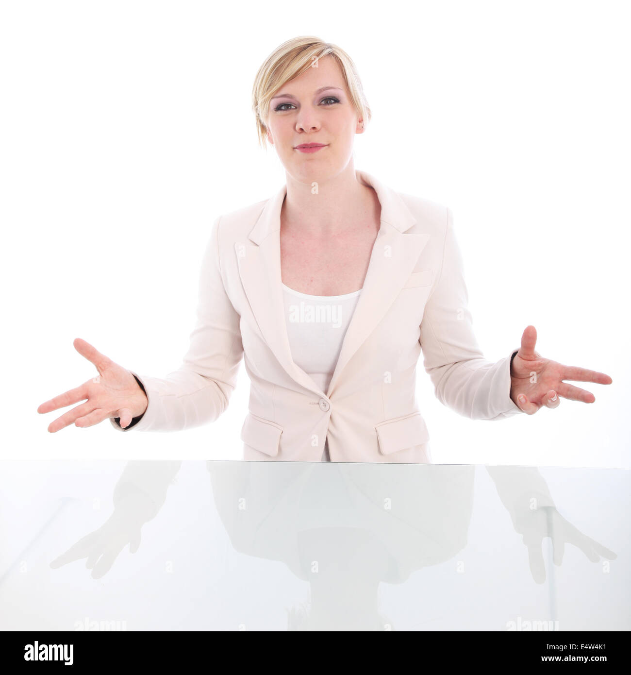 Eloquent woman pleading her case Stock Photo - Alamy