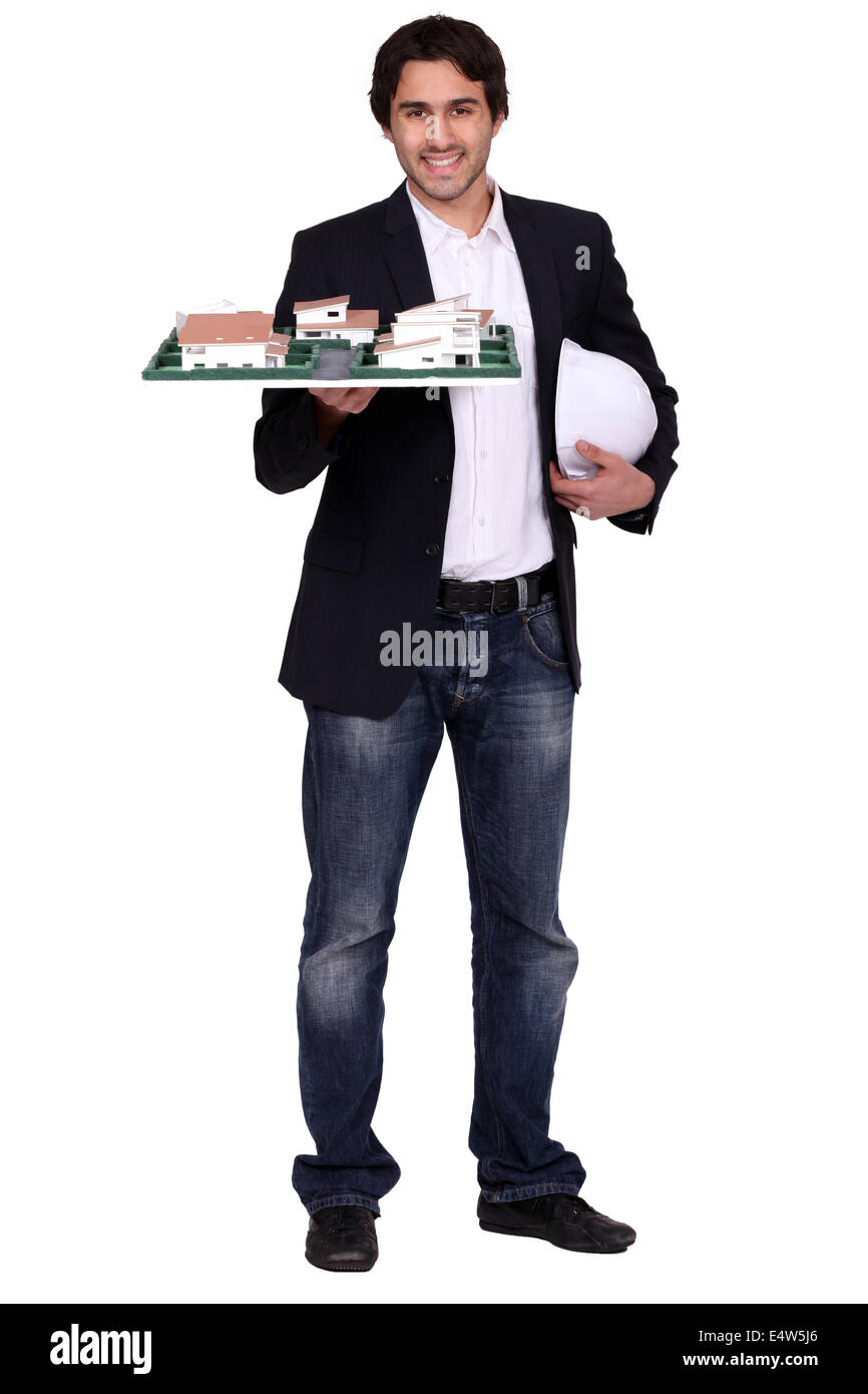 Architect holding scale model Stock Photo - Alamy Architect holding scale model Stock Photo - Alamy