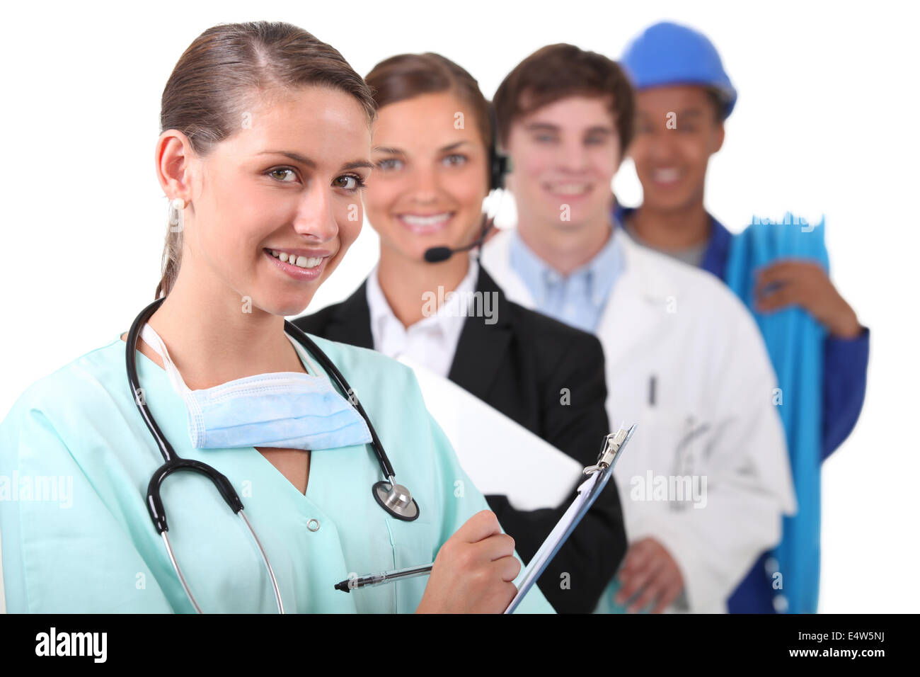 Four people from different work background Stock Photo - Alamy