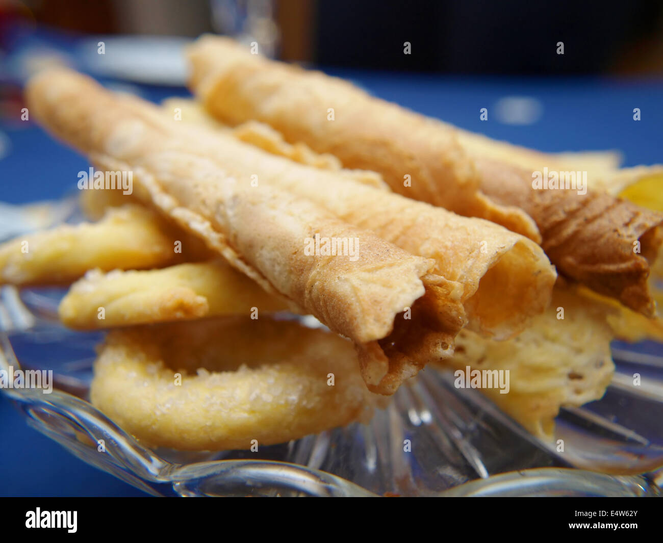 Krum kaker, norwegian cookies Stock Photo - Alamy