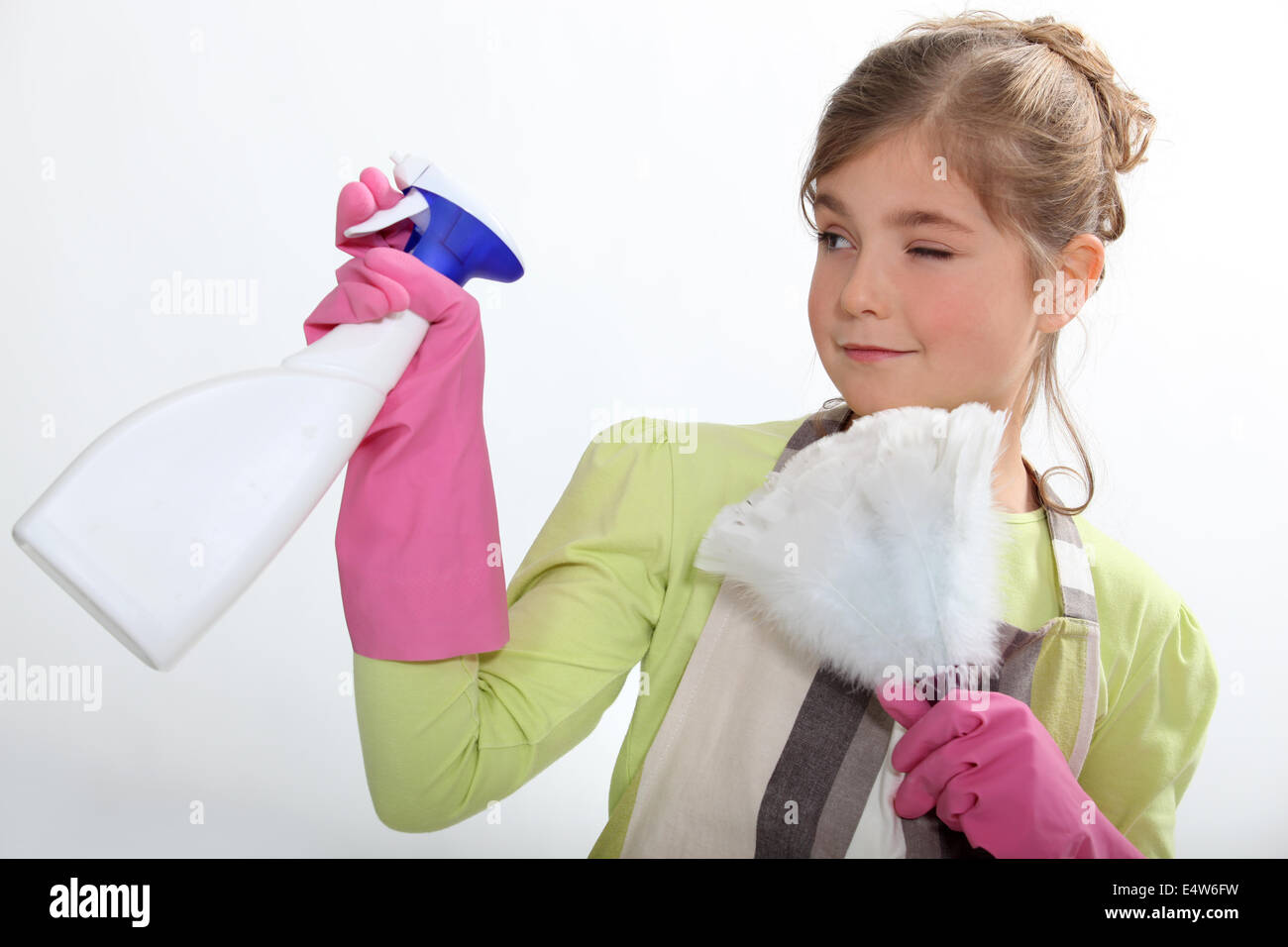 Girl with feather duster hi-res stock photography and images - Alamy