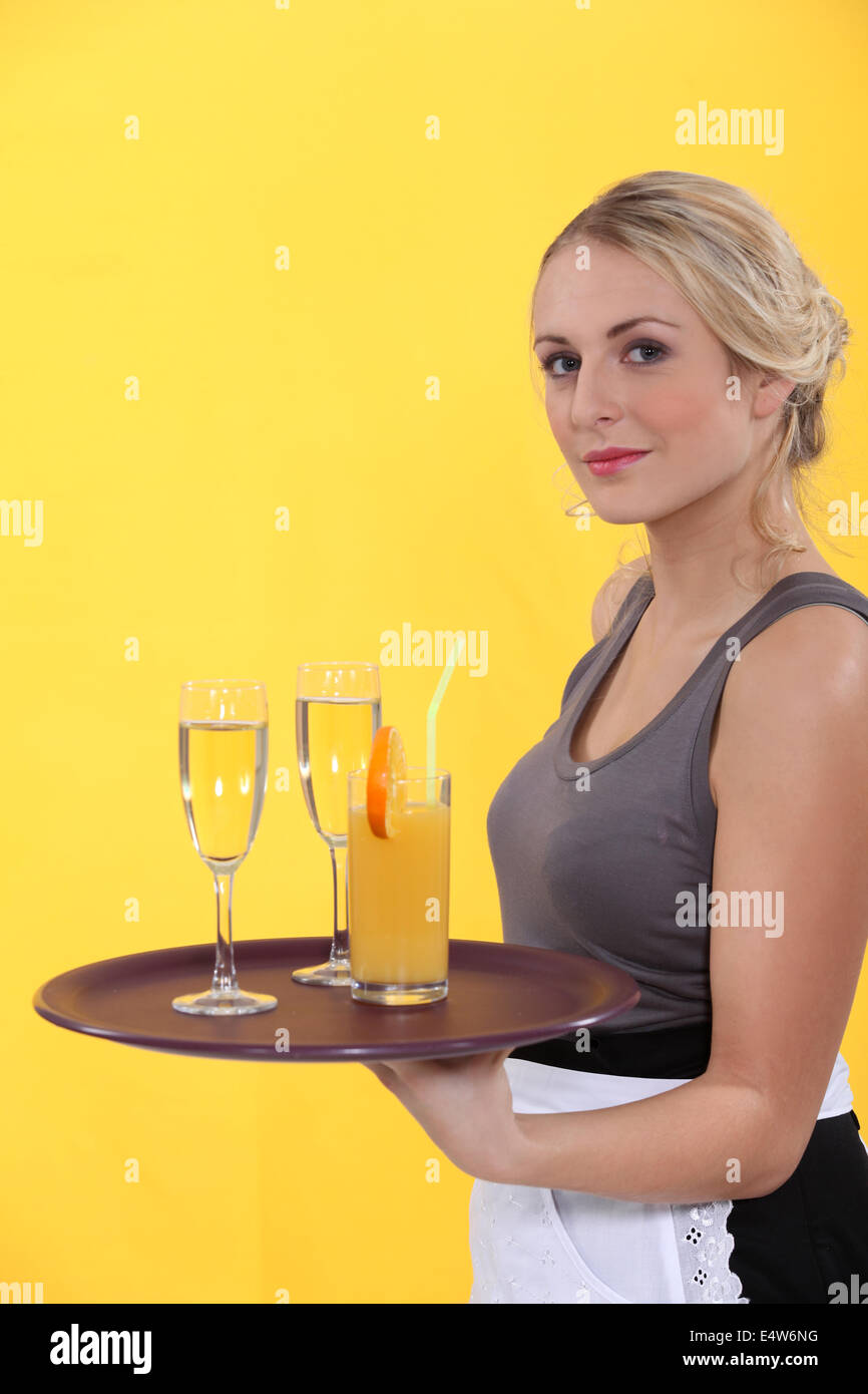 portrait of a waitress Stock Photo - Alamy