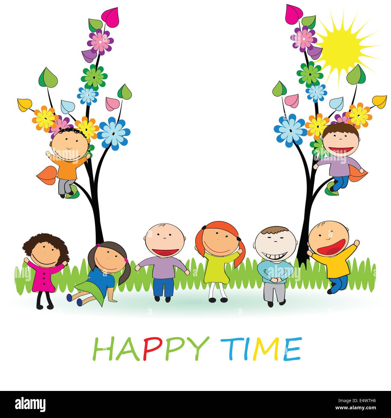 Cartoon little kids playing slide hi-res stock photography and images ...